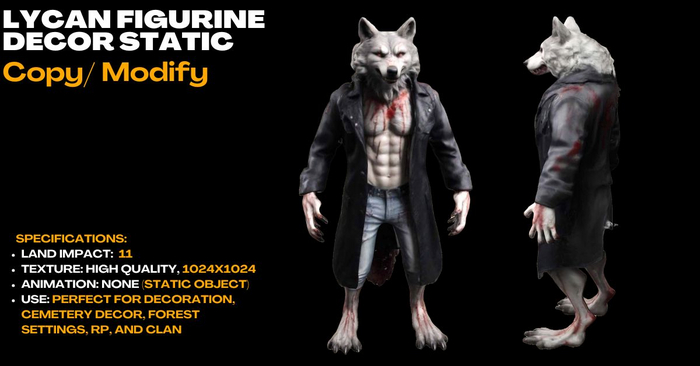 Second Life Marketplace - [NE] Lycan Figurine decor static